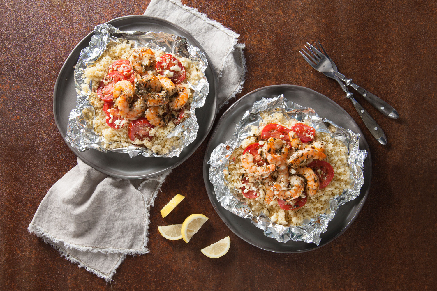 Pesto Shrimp and Couscous Packets