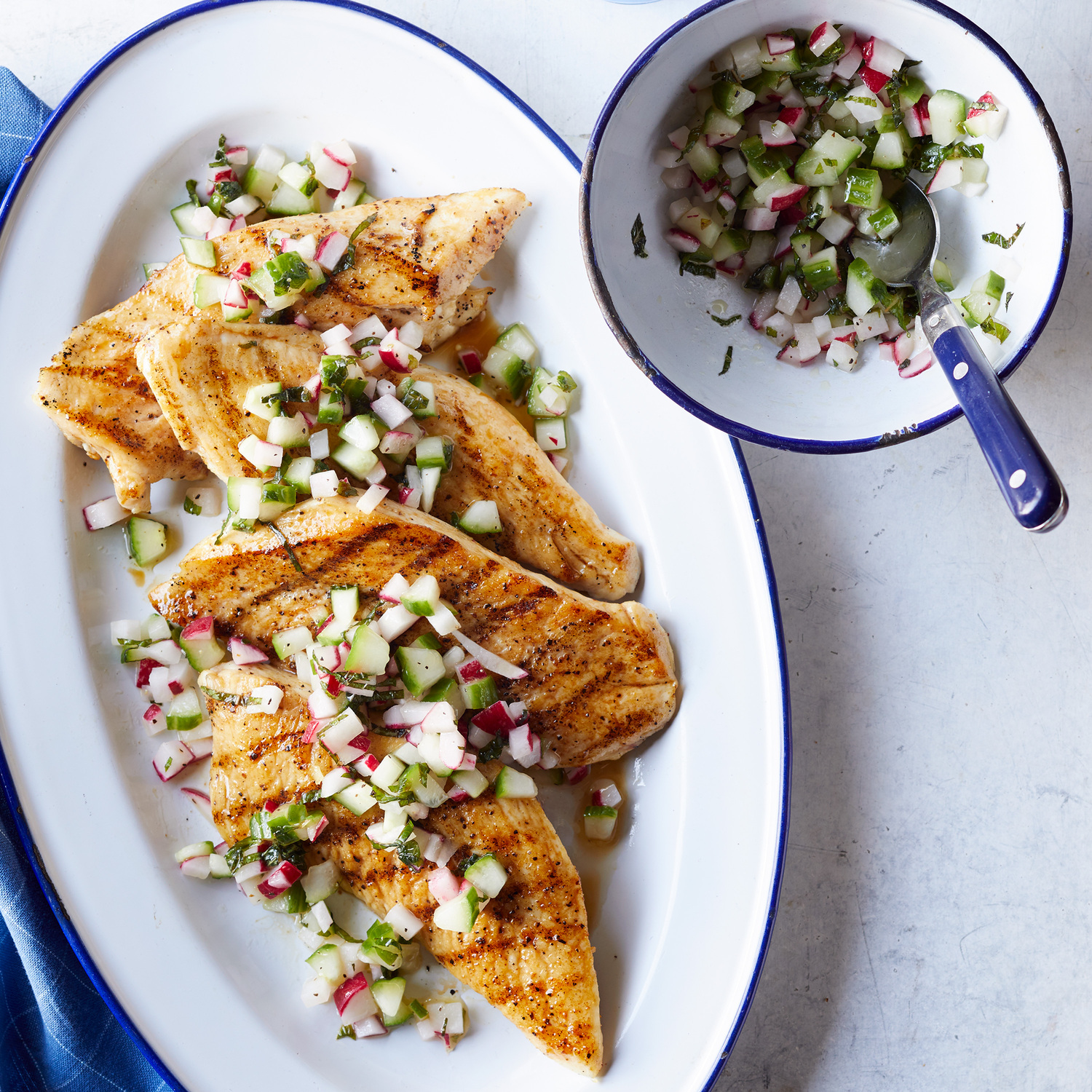 Grilled Chicken with Cucumber-Radish Salsa