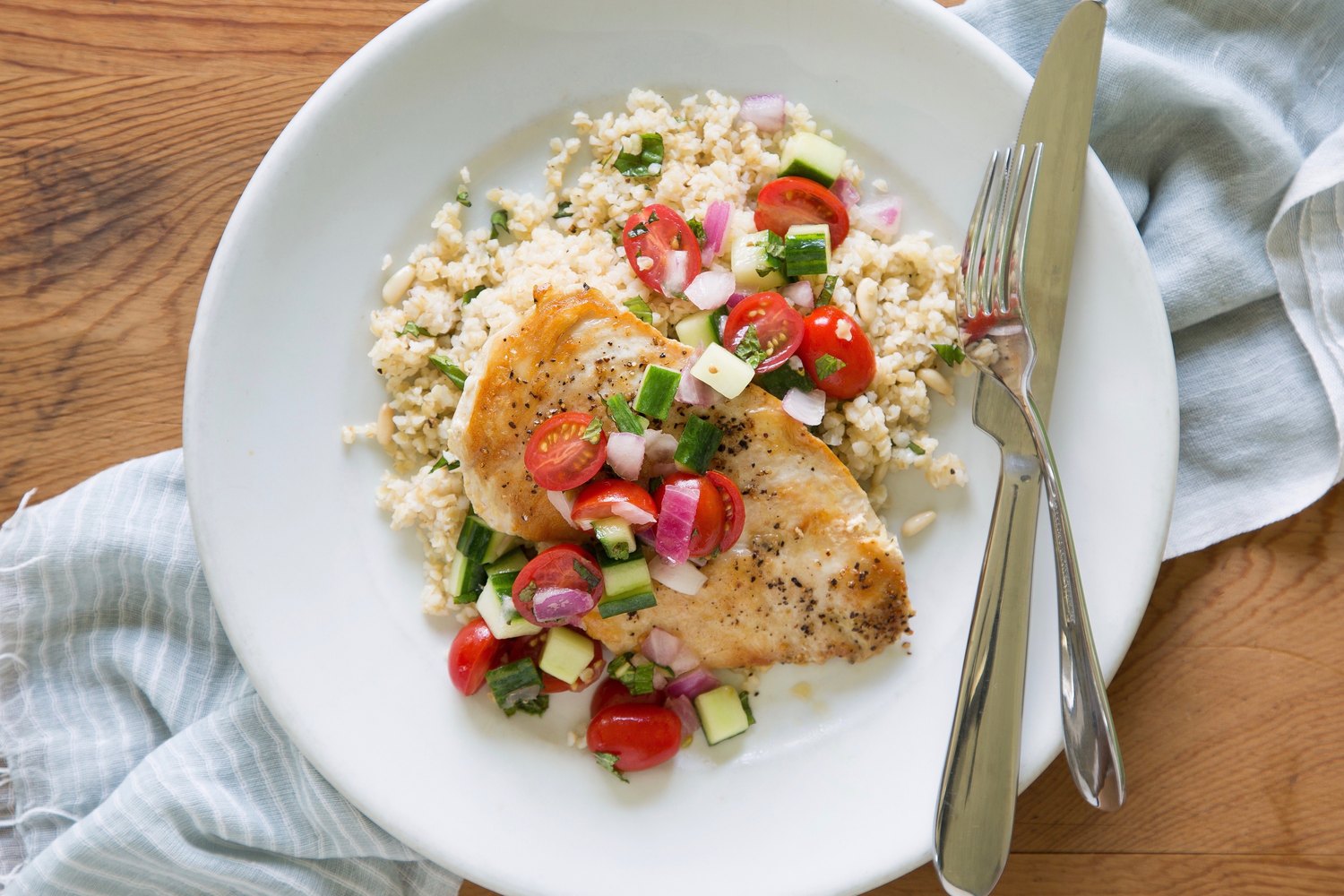 Seared Chicken with Greek Relish