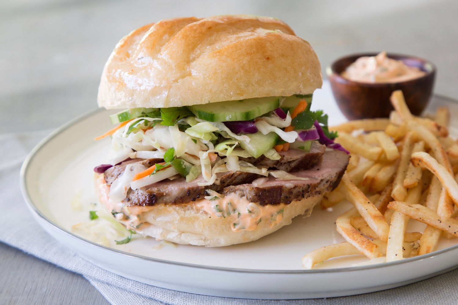 Pork Sandwiches with Spicy Basil Mayonnaise