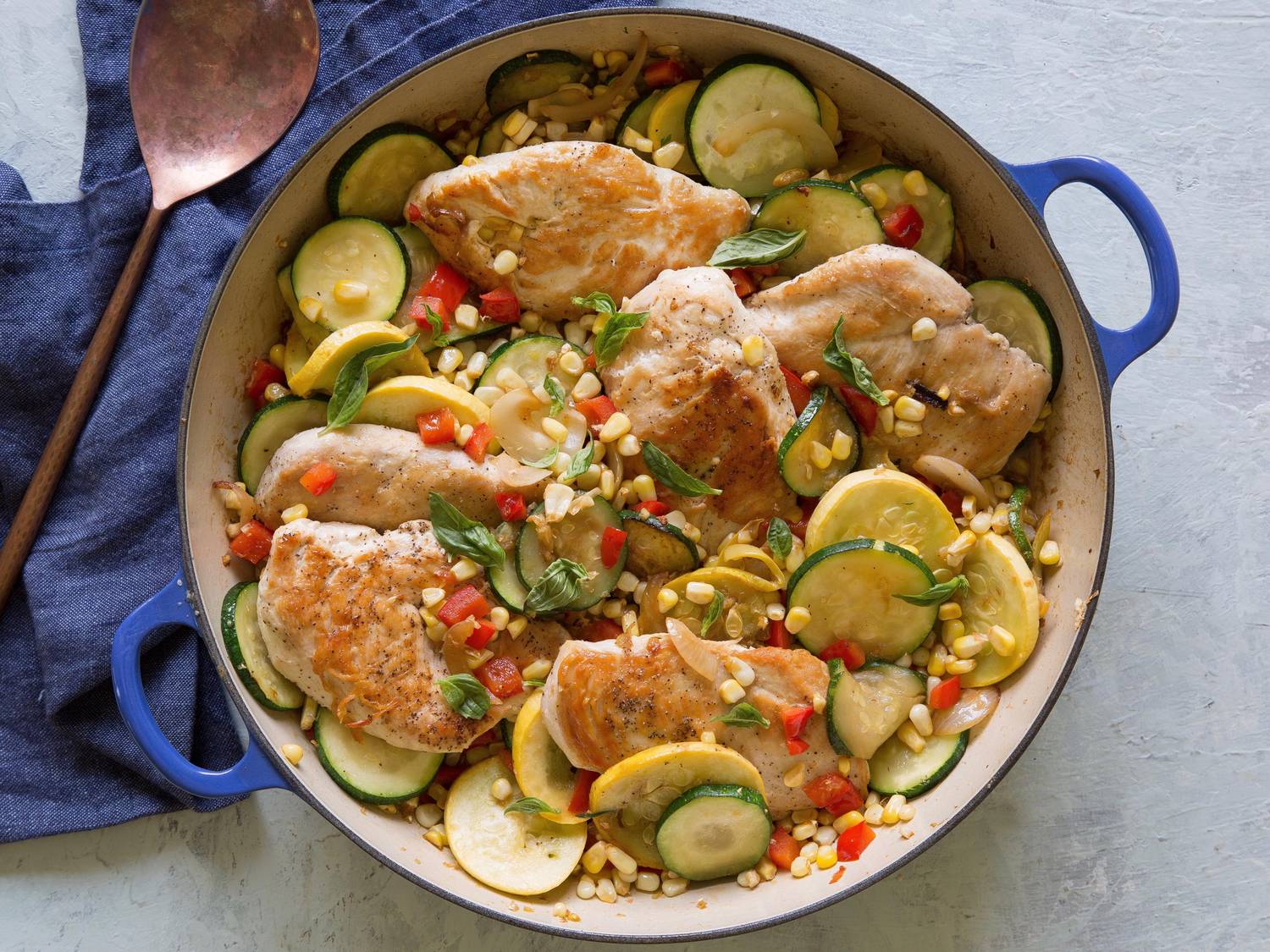 Seared Chicken with Summer Vegetable Sauté