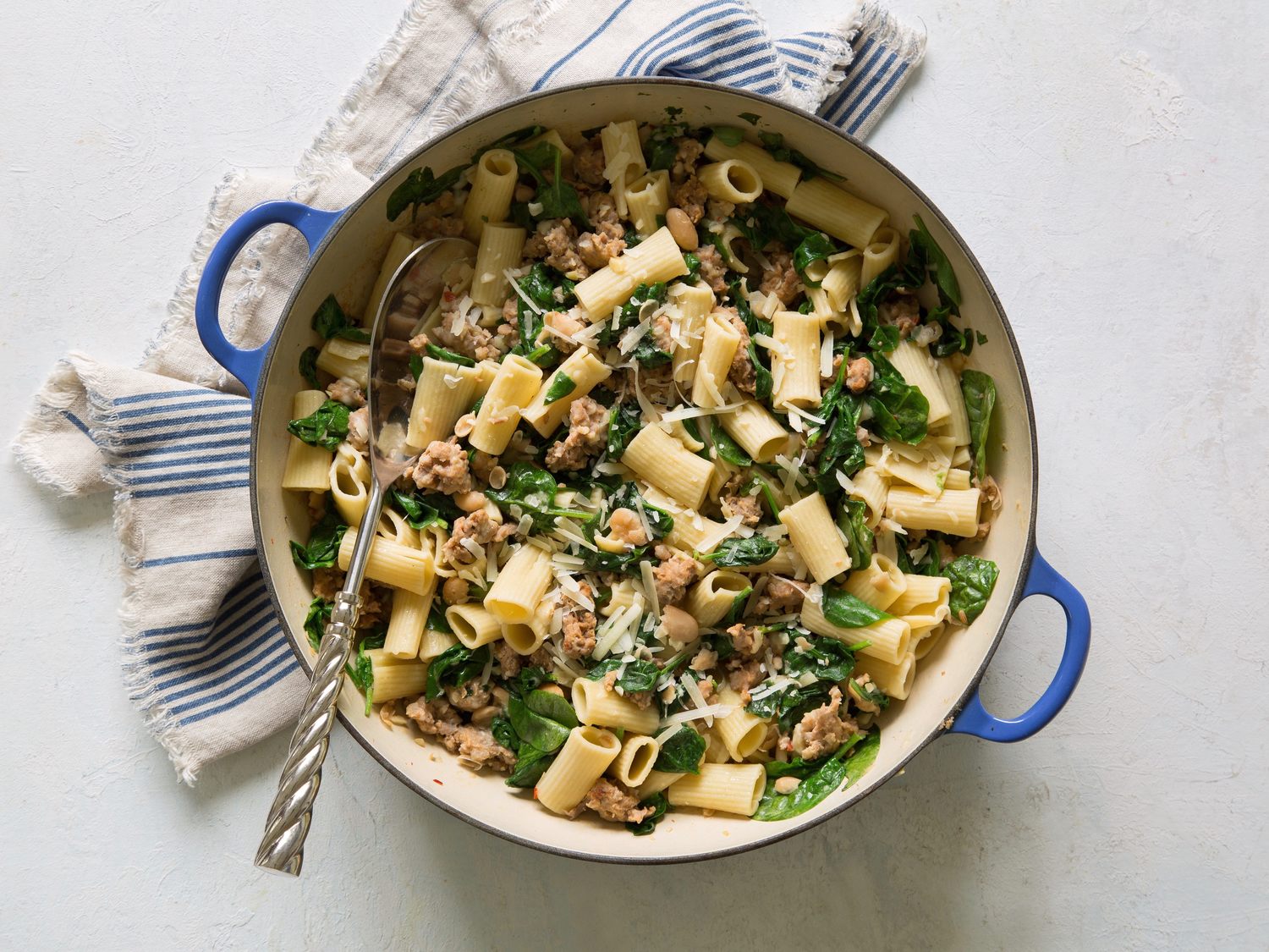 Sausage, Spinach, and Beans Rigatoni