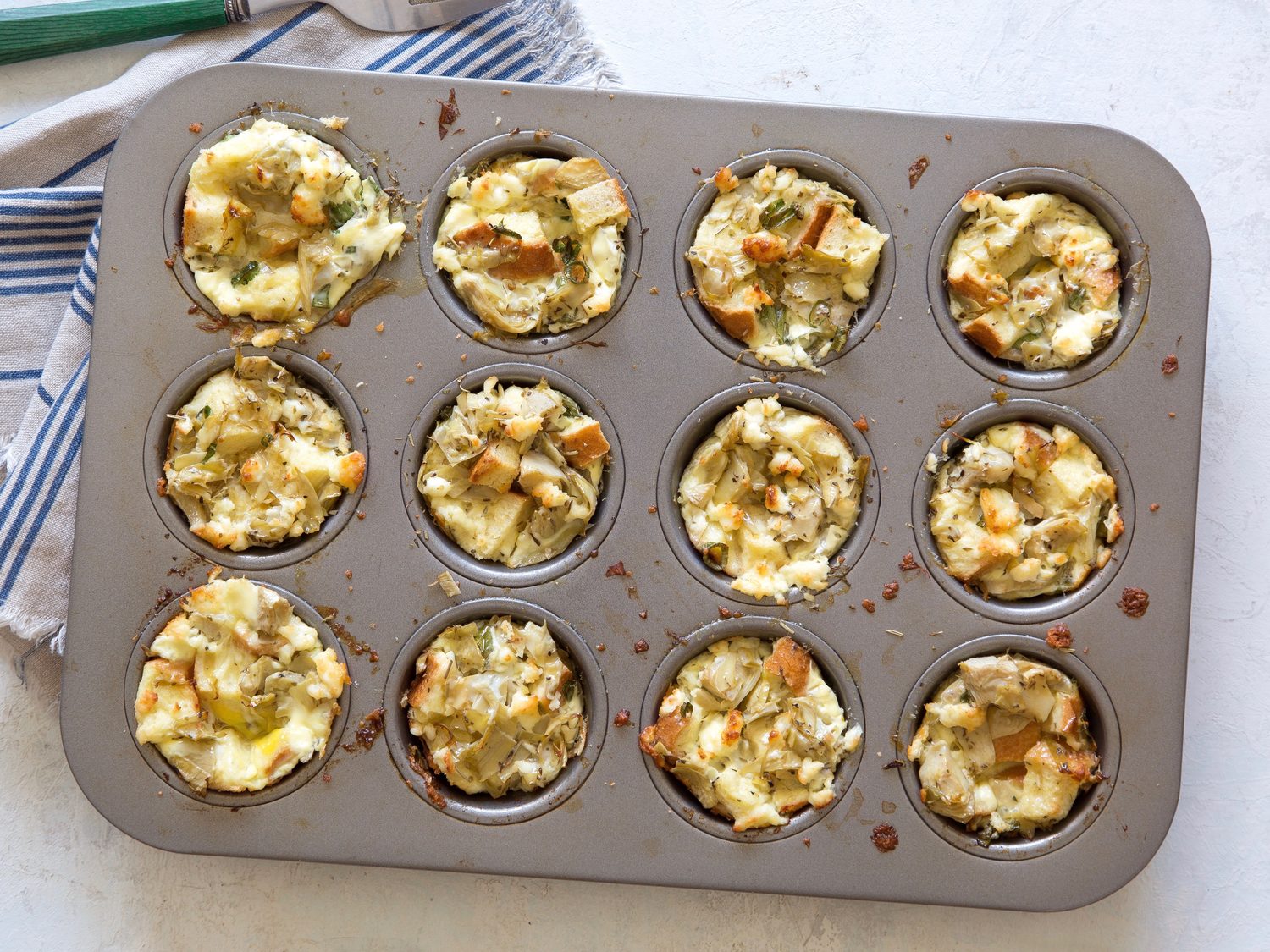 Feta-Artichoke Strata Muffins