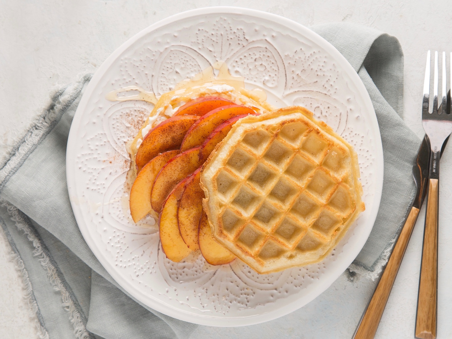 Cinnamon-Honey Peach Waffle Sandwiches