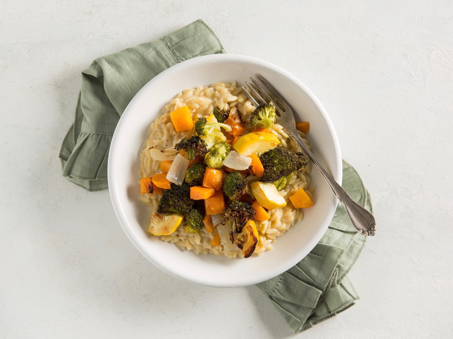 Orzo "Risotto" with Roasted Vegetables