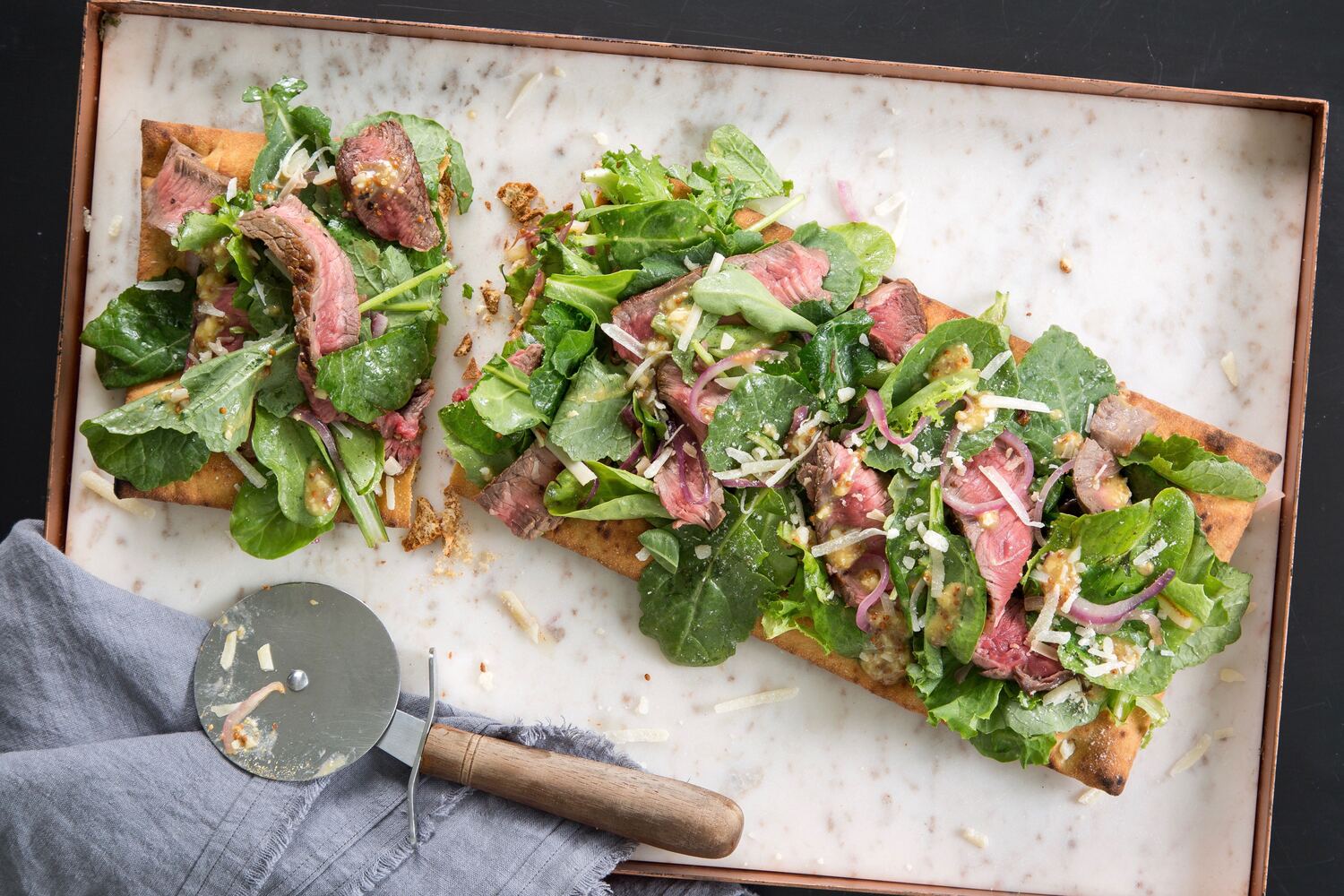 Steak and Parmesan Flatbread with Kale